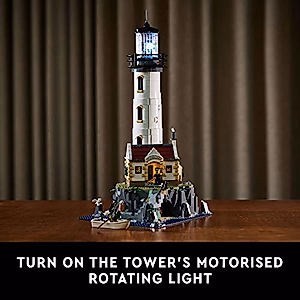 LEGO Ideas Motorized Lighthouse 21335 Adult Model Building Kit, Complete with Rotating Lights, Quaint Cottage and a Mysterious Cave, Creative Gift Idea