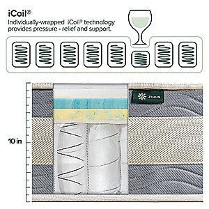 ZINUS 10 Inch Green Tea Cooling Gel Memory Foam Hybrid Mattress, King, Pocket Innersprings for Motion Isolation, Mattress in A Box