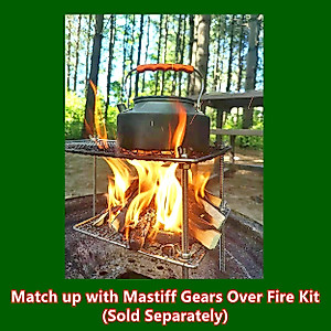 MASTIFF GEARS® Bushcraft Grill Grate, Multi-Use 3D Welded 304 (18/8) Stainless Steel High Strength Mesh Campfire Grill, FDA Compliant, for Camping, Backpacking, Hunting & Fishing (Solo)
