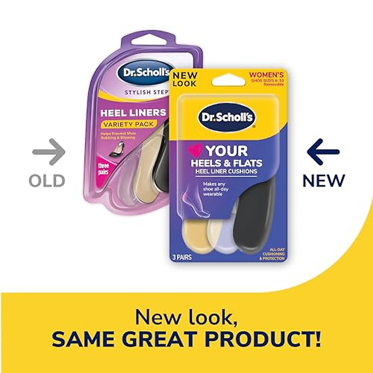 Dr. Scholl's® Love Your Heels & Flats Heel Liner Cushions, Helps Prevent Uncomfortable Shoe Rubbing at The Heel and Helps Prevent Shoe Slipping for Shoes That are Too Big, 3 Pair
