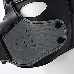 Moleney Adults Neoprene Puppy Hood Mask, Removable Cosplay Dog Full Face Pup Hood Mask