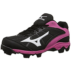 Mizuno 9 Spike ADV YTH FINCH FRHSE6 BP Youth Girls Molded Cleat (Little Kid/Big Kid), Black/Pink, 4.5 M US Big Kid