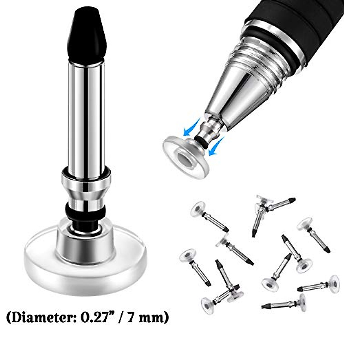 12 Pieces Universal Stylus Replacement Disc Tips Precision Round Shape Replaceable Stylus Pen Disc Tips for Touch Screen Devices