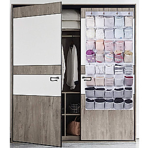 AOODA Over The Door Hanging Pantry Snack Organizer 40 Mesh Pockets Kids Shoe Rack Hanger Holder for Closet, White