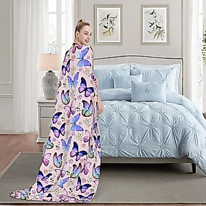 Butterflies Butterfly Throw Blanket Soft Warm Flannel Fleece Bed Blanket Gift for Men Women Girls Boys Chair Couch car 50"x40"