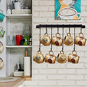 EGMEHOAD Coffee Mug Holder Wall Mount Black, Coffee Cup Holder Wall Mounted 8 Cups, Coffee Mug Rack Wall Mounted