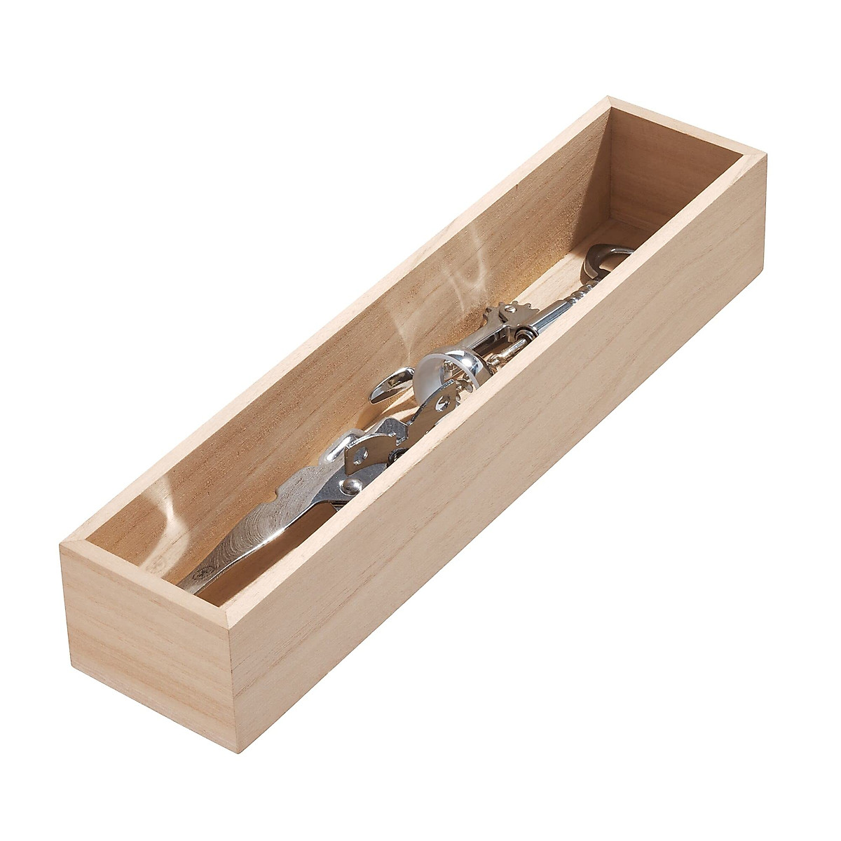 iDesign Renewable Paulownia Wood Collection Drawer Organizer Bin, 3.3" x 15" x 2.5", Natural