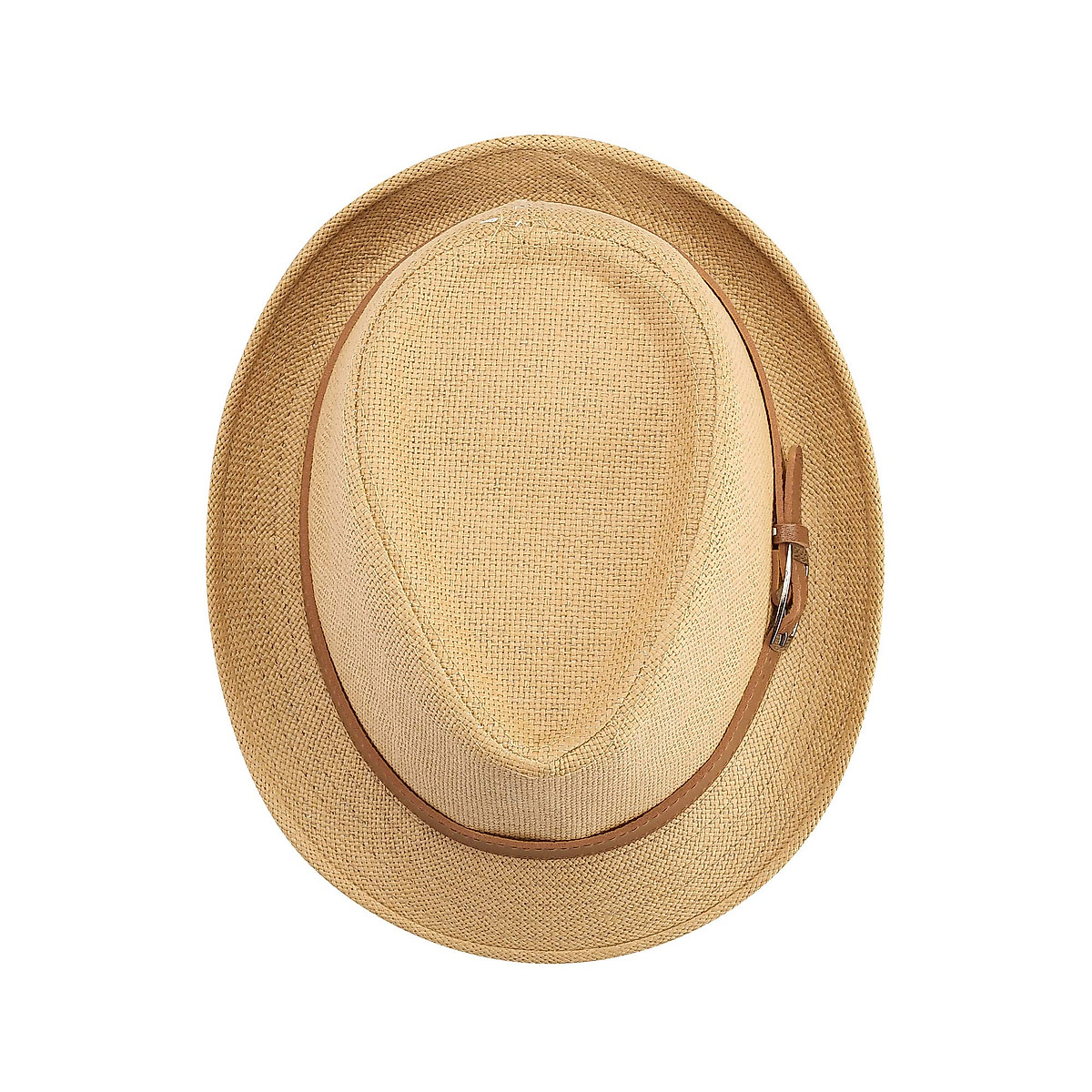 FALETO Summer Straw Fedora Hat for Men Women Mens Beach Hats Cuban Hat Sun Hat Unisex Short Brim Fedora Panama Trilby Hat with Leather Belt