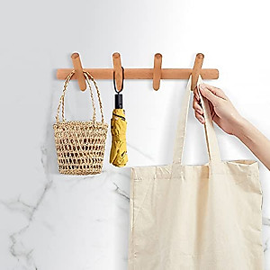 KYSMOTIC Wooden Coat Rack Wall Mounted | Modern Wood Coat Hooks for Entryway, Bedroom, Bathroom | 4 Pegs Wood Wall Hook for Hanging Clothes Robes Towels Hats