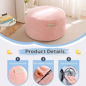 MAXYOYO Bean Bag Chair Bed for Kids, Convertible Bean Bag Folds from Lazy Chair to Floor Mattress Bed, Stuffed Floor Sofa Couch Sofa Bed for Boys and Girls, High-Density Foam Filling, Pink