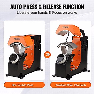 VEVOR 3-in-1 Auto Hat Heat Press Machine for Caps - No Crease, Automatic Release&Press Knob-Style Digital Control Panel, with 3pcs Interchangeable Platens(6.6" x 2.7", 6.6" x 3.8", 6.1" x 3")