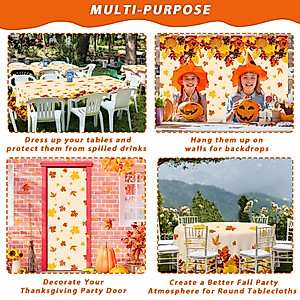 Fall Pumpkin Tablecloth Roll 52 in x 100 Ft with Slide Cutter Thanksgiving Fall Party Table Cloth Roll Maple Leaf fall Table Cover for Autumn Events Family Banquet Parties and Celebrations(Plastic)