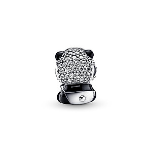 Pandora Sparkling Cute Panda Charm Bracelet Charm Moments Bracelets - Stunning Women's Jewelry - Gift for Women - Made with Sterling Silver, Cubic Zirconia & Enamel
