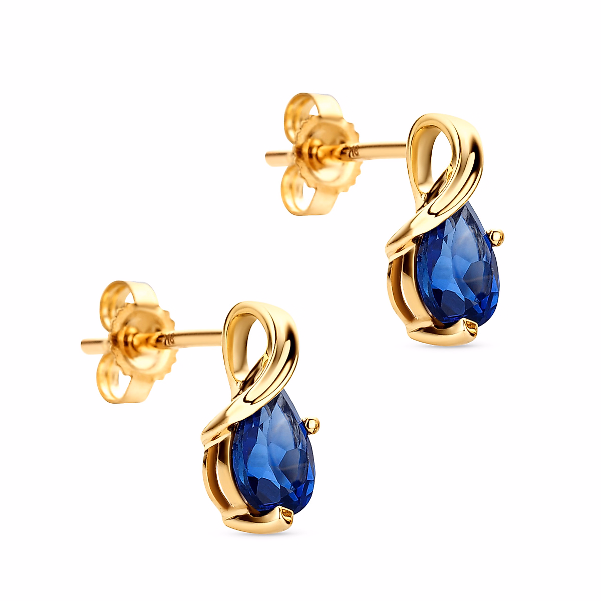 Orovi Drop Dangle Earrings for Women - 14K Yellow Gold Earrings for Women with 0.72 Carat Created Sapphire - Elegant Drop Shape Dangling Womens Earrings Set - Jewelry for Women