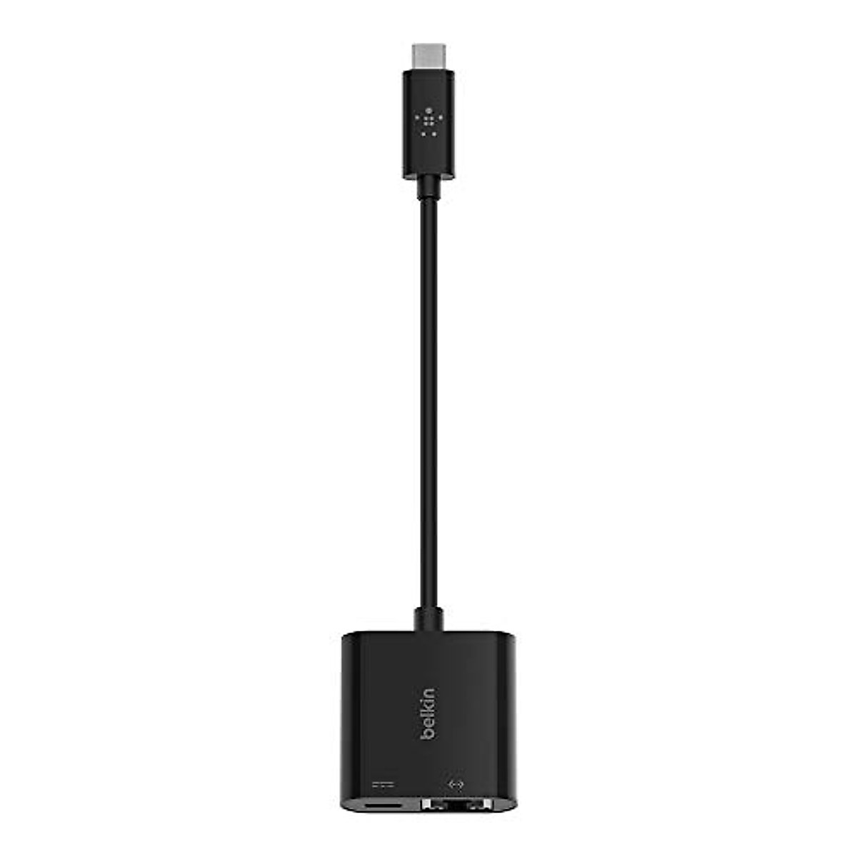 Belkin USB C To Ethernet + Charge Adapter - Gigabit Ethernet Port Compatible with USB C Devices - USB C to Ethernet Cable For MacBook Air, MacBook Pro & Windows - Ethernet to USB C Adapter - Black