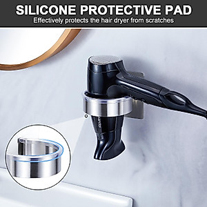 WAYASI Hair Dryer Holder - Hair Tool Storage Organizer Wall Mount, Stainless Steel Hair Blow Dryer Holder, Hot Tools Holder, Adhesive Hairdryer Holder Bathroom, Hair Dryer Hanger, Blow Dryer Organizer