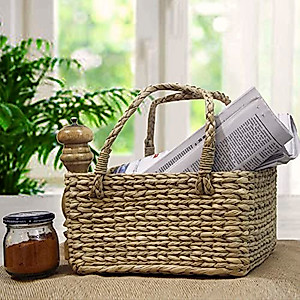 Handmade Gift Basket Made From Natural Sources Cyperaceae (kauna Grass) Light Weight Classic Home Decor, Sturdy & Strong, Enviornment Friendly With Handles For Easy Grip (10 X 8 X 5 Inch)