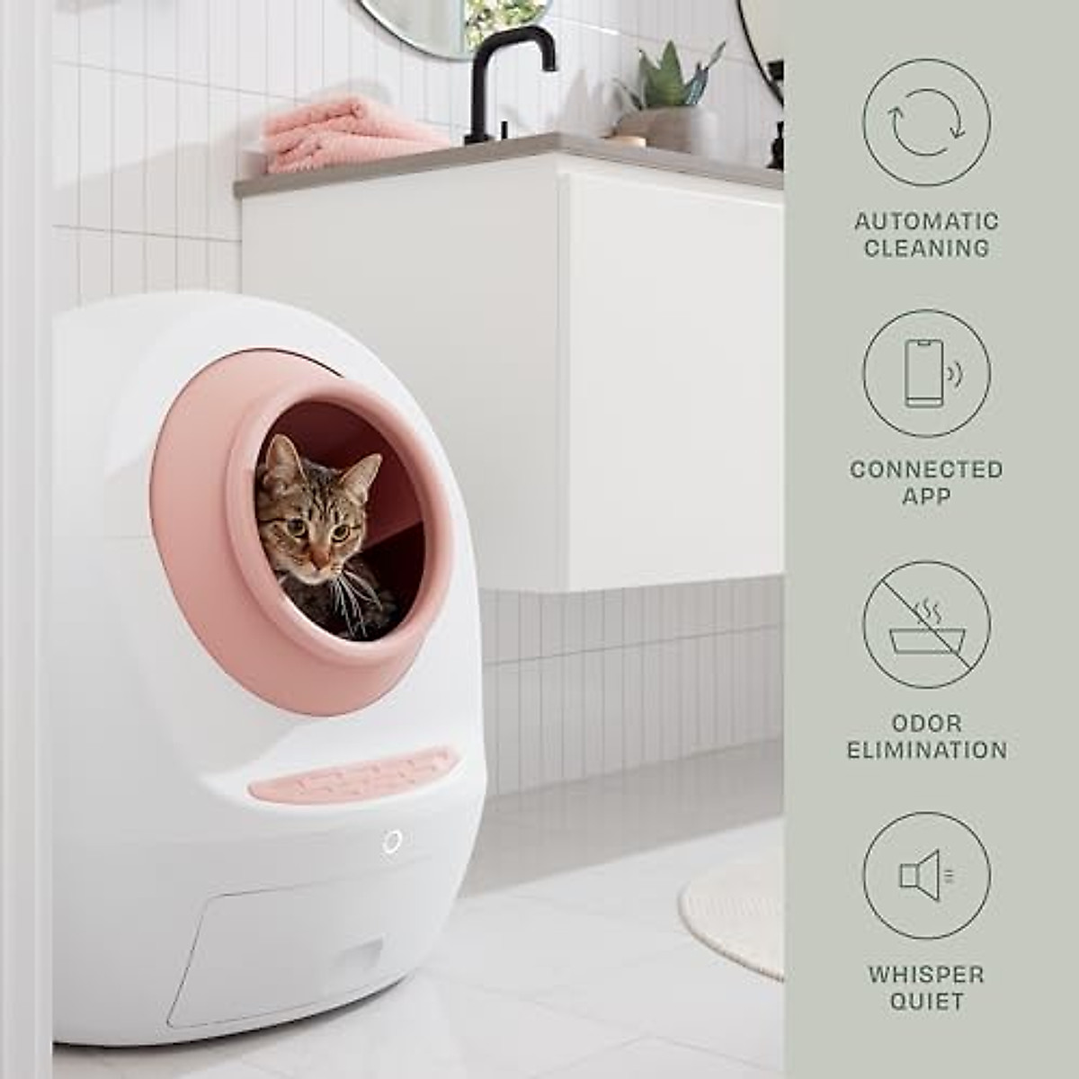Casa Leo Loo Too Self-Cleaning Litter Box with Anti-Pinch Sensors, Odor Removal, Health Monitoring and Hands-Free App Control for Multiple Cats