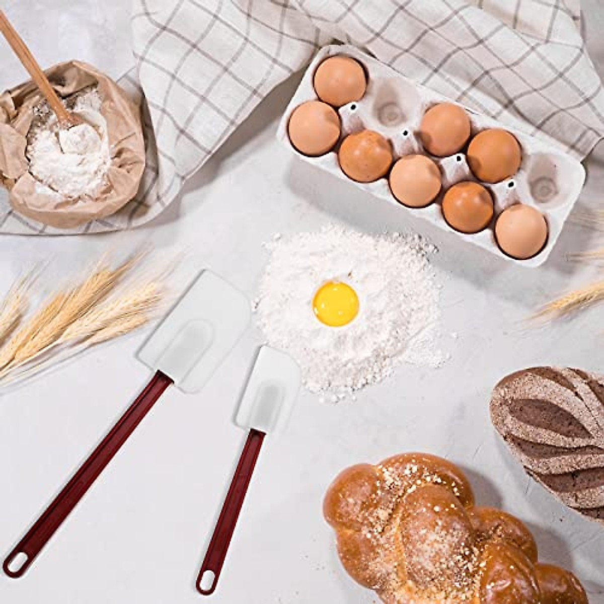 Rubber Spatula Spoon Silicone Plastic Heat Resistant Spatulas Spoon Set of 2 Spatula Spoon for Cooking Kitchen (10 inch and 14 inch, Classic Style)