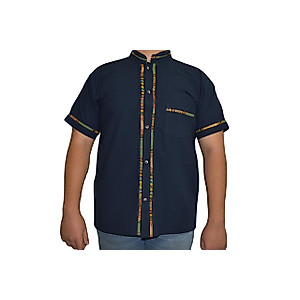 Mexican Guayabera Shirts for Men Multiple Colors Made in Mexico (Navy, L)