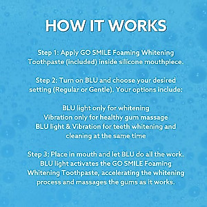 GO SMILE BLU Foaming Whitening Toothpaste for Blue-Light Toothbrushes, Light Activated Stain Removal & Enamel Whitening Formula to Freshen Breath & Clean Teeth Without Sensitivity, Mint Flavor 2.3 oz