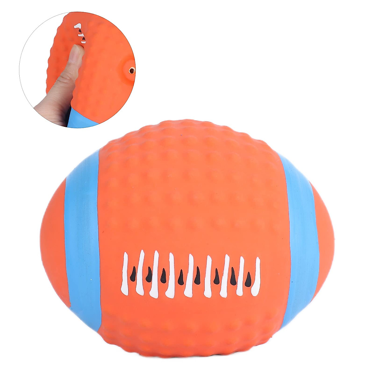 Dog Chew Squeaky Toy Balls, Pet Rugby Toys Bite Resistant Chewing Molars Training Squeaky, Durable Dog Toys Rugby Shape for Dogs, Rubber Chew Balls with Squeaker, for Medium Large Dogs