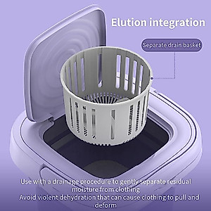 Portable Washing Machine, 8L High Capacity Mini Washer with 3 Modes Deep Cleaning Half Automatic Washt, Foldable Washing Machine with Soft Spin Dry for Socks, Baby Clothes, Towels (Purple)
