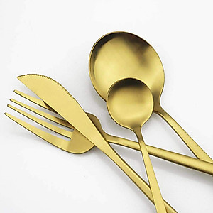 Gugrida 4Pcs Matte Tea Spoon Cutlery Stainless Steel Coffee Spoon Silverware Small Stirring Spoon Tableware Kitchen Flatware 5.11" Gold Red