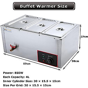 KFJZGZZ Buffet Server Food Warmer, Electric Commercial Stainless Steel Buffet Food Warmer, Stove Steam Table with Temperature Control amp; Lid for Parties, Entertaining