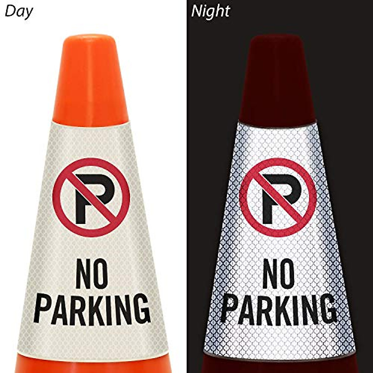 SmartSign “No Parking” Bright Reflective Cone Message Sleeve, [Cone Not Included]