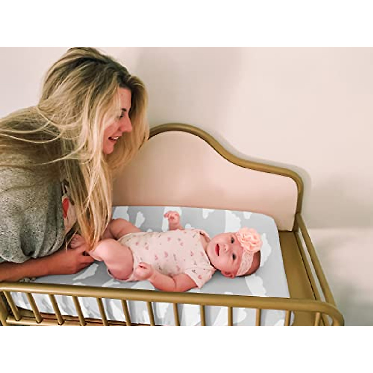 Changing Pad Cover – Premium Baby Changing Pad Covers 4 Pack – Boy or Girl Changing Pad Cover – Pure Cotton Machine Washable Grey and White Changing Table Cover – Diaper Changing Pad Cover Sheets