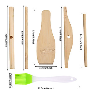 4 Pcs Crepe Spreader Stick and Spatula Kit with Random Color Oil Brush for Fit Large Crepe Pan Maker