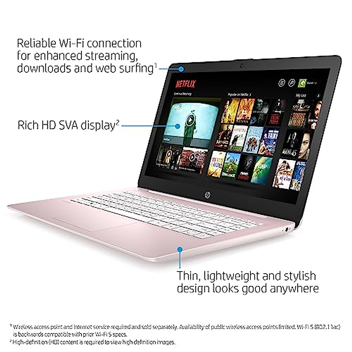 HP 2023 Newest 14" HD Ultral Light Thin Laptop, Quad-Core Intel Celeron Processor, 4GB RAM, 64GB eMMC, Webcam, HDMI, Wi-Fi, Upto 11 Hours, Windows 11 S + 1 Year Office 365+HubxcelAccessory,Rose Pink