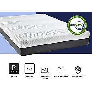 Sleepy's by Mattress Firm | Memory Foam Curve Mattress | King Size | 12" Plush | Pressure Relief | Moisture Wicking Breathable | Adjustable Base Friendly
