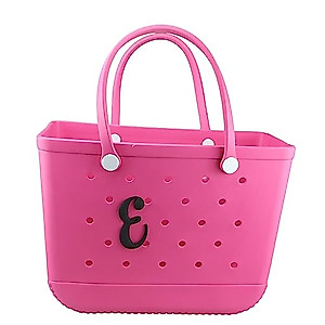 JinJing Charms Letter E for Bogg Bag Handbag Accessories Beach Tote Personalized DIY 3D Printed Decorative A-Z Alphabet Large Initials Letters Black