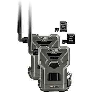 SPYPOINT Flex G-36 Twin Pack Cellular Trail Camera, 36MP Photos and 1080p Videos with Sound, GPS Enabled, Dual-Sim LTE Connectivity, 100' Flash & Detection Range + Two 32GB Micro SD Cards