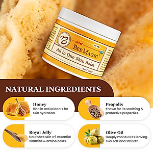 Sweet Bee Naturals - All-in-One Skin Balm & Ointment for Face & Body, Multipurpose Moisturizer for Dry Skin, Burns, & Irritation, Bee Magic Skin Care Essentials -1 Jar (4oz)