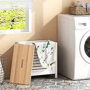 Giantex 12 Gallon Laundry Hamper, Wooden Dirty Clothes Hamper with Removable Lid, Louver Design Clothing Storage Organizer, Laundry Basket for Laundry Room, Bedroom, Bathroom, Easy Assembly, White