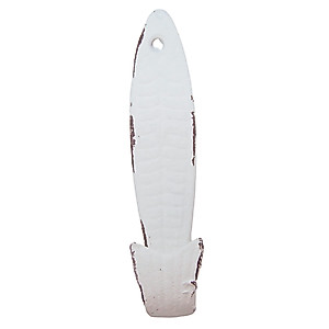 White Fish Tail Cast Iron Wall Hooks, Wall Mounted for Hanging Coats, Purses, Towels, Hats, Beach Themed Wall Décor, Set of 3, 5 Inches High