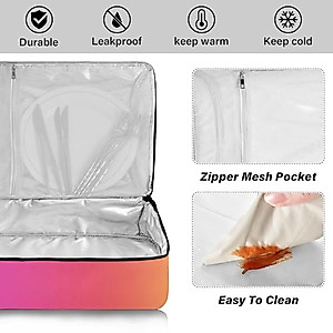 Kcldeci Insulated Thermal Food Carrier Insulated Casserole Carrier for Hot or Cold Food,Rainbow Gradient Insulated Tote Bag for Potluck Cookouts Parties Picnic,Lasagna Lugger