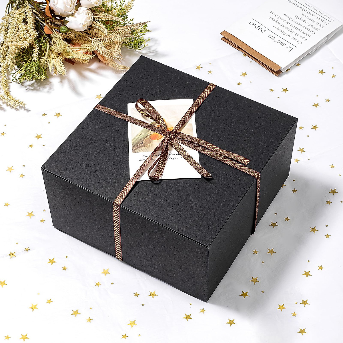 Mcfleet Black Gift Boxes with Lids 10x10x5 Inches 10 Pack Groomsmen Proposal Cardboard Gift Box for Presents, Christmas, Wedding, Graduation, Holiday, Birthday Craft Present Packaging