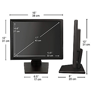 ANGEL POS 1006017 17-Inch POS TFT LCD TouchScreen Monitor, Black