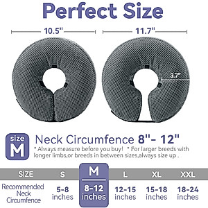Loflaze Soft Inflatable Dog Cone Collar Alternative After Surgery - Dog Neck Donut E Collar for Large Medium Small Dogs Cats Post Surgery - Recovery Collar to Stop Licking - Grey, M