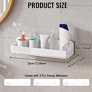 Diesisa 2pc Acrylic Wall Mounted Shower Caddy, Adhesive Shelf, Bathroom Shelves for Wall, No Drilling Hang Walls,Stick on Shelf, with Self Adhesive Tape, for Bathroom, Kitchen, Living Room