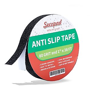 Secopad Grip Tape for Stairs, 1" X 38 Ft (456") Anti Slip Tape Outdoor Waterproof, Non Slip Step Tape Strips, Safety Tread Tape