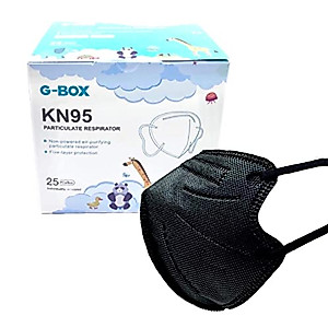 G-BOX Children's 5-Layer Disposable Particulate Respirators (25-pcs, Individually Wrapped) (Charcoal Black)