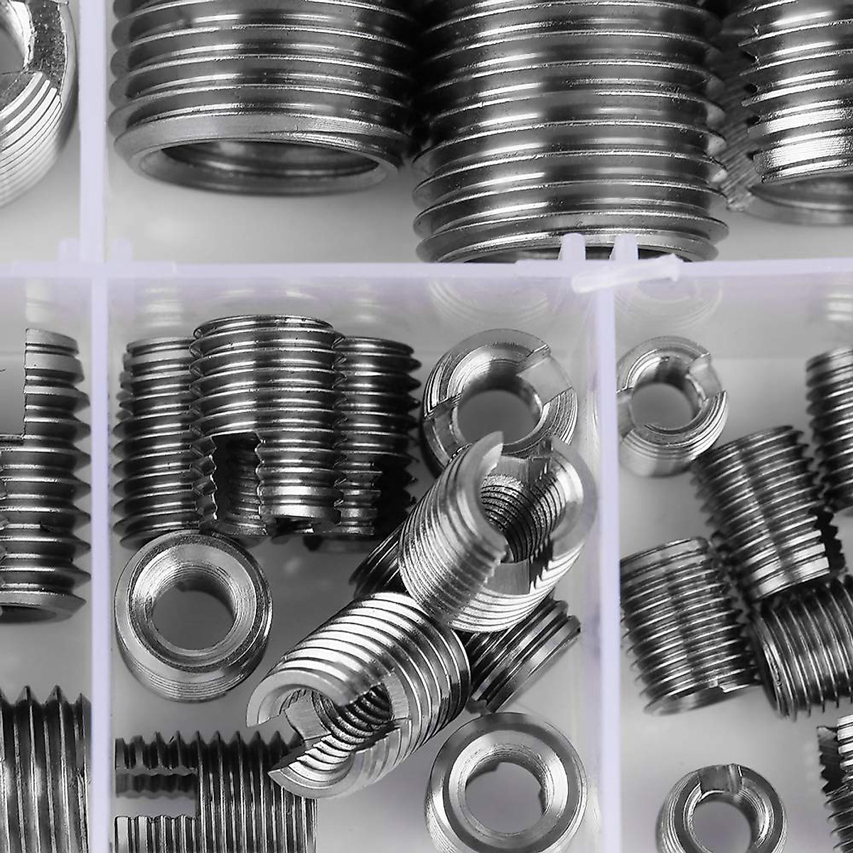 50Pcs Stainless Steel Inner Thread Self Tapping Thread Inserts Set Thread Reinforce Repair Tool M3- with a Storage Case