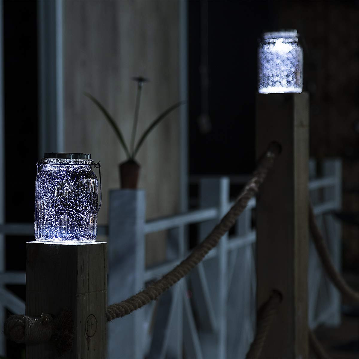 GIGALUMI Solar Powered Mercury Glass Mason Jar Lights, 2 Pack Hanging Solar Laterns Table Lights for Garden, Patio, Backyard.(Ideal Gift)
