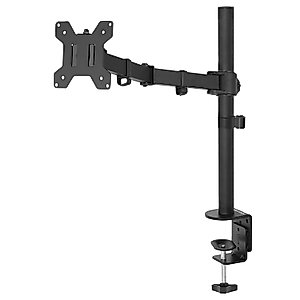 Amazon Basics Single Computer Monitor Stand with Tilt and Rotation, Height Adjustable VESA Desk Arm Mount, Steel, 30 inches, Black