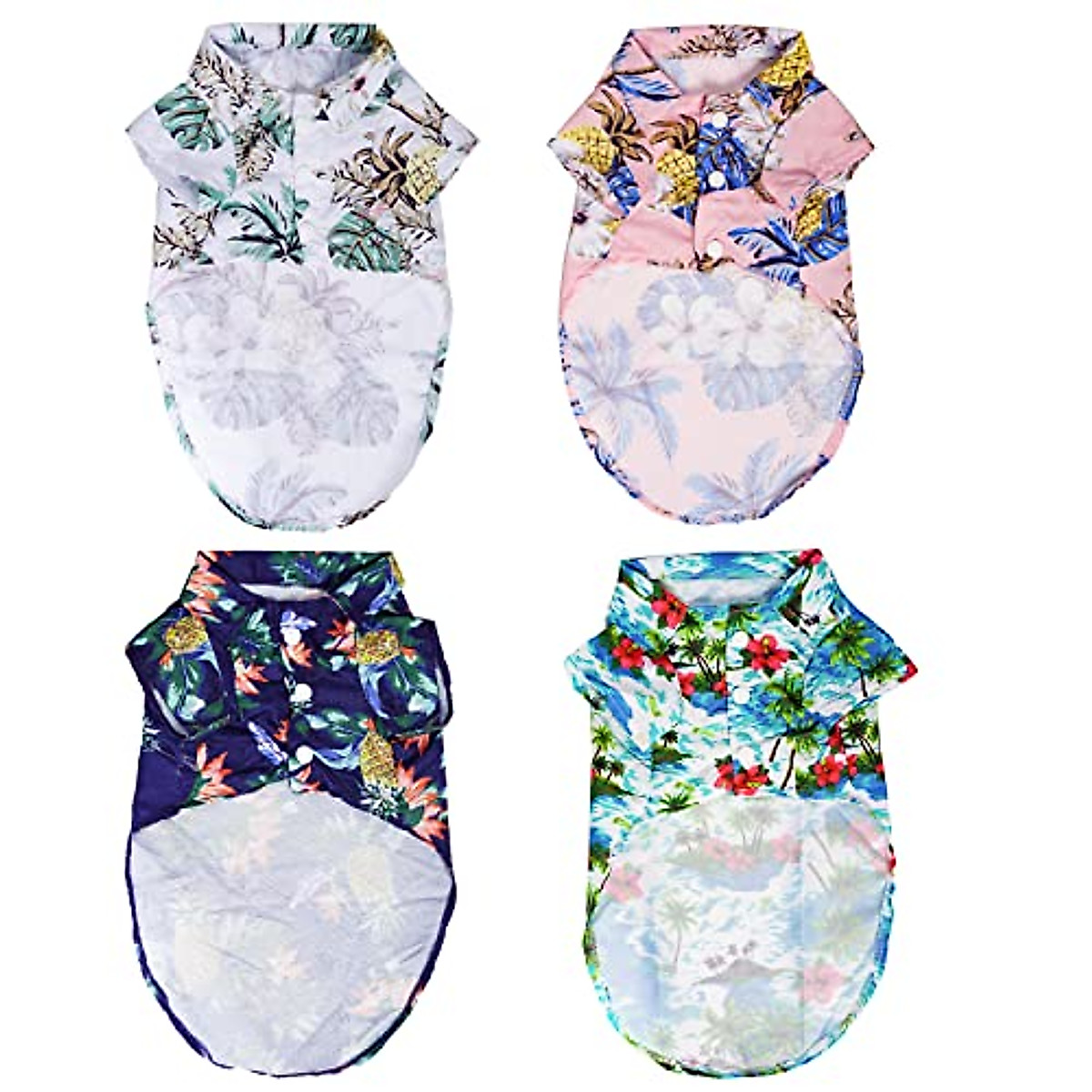 Topbuti 4 Pieces Hawaiian Dog Shirts Pet Summer T Shirts Hawaii Style Cat Breathable Beach Sweatshirts Floral Pineapple Coconut Tree Hawaiian Printed Cool Clothes Puppy Apparel Suit (X-Large)